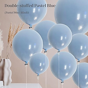Dusty Blue Balloon Arch Garland Kit Double Stuffed Pastel Blue Black Balloons 18/12/10/5 Inch Different Sizes for Dusty Blue Baby Shower Birthday Wedding Bridal Shower Decorations Party Supplies