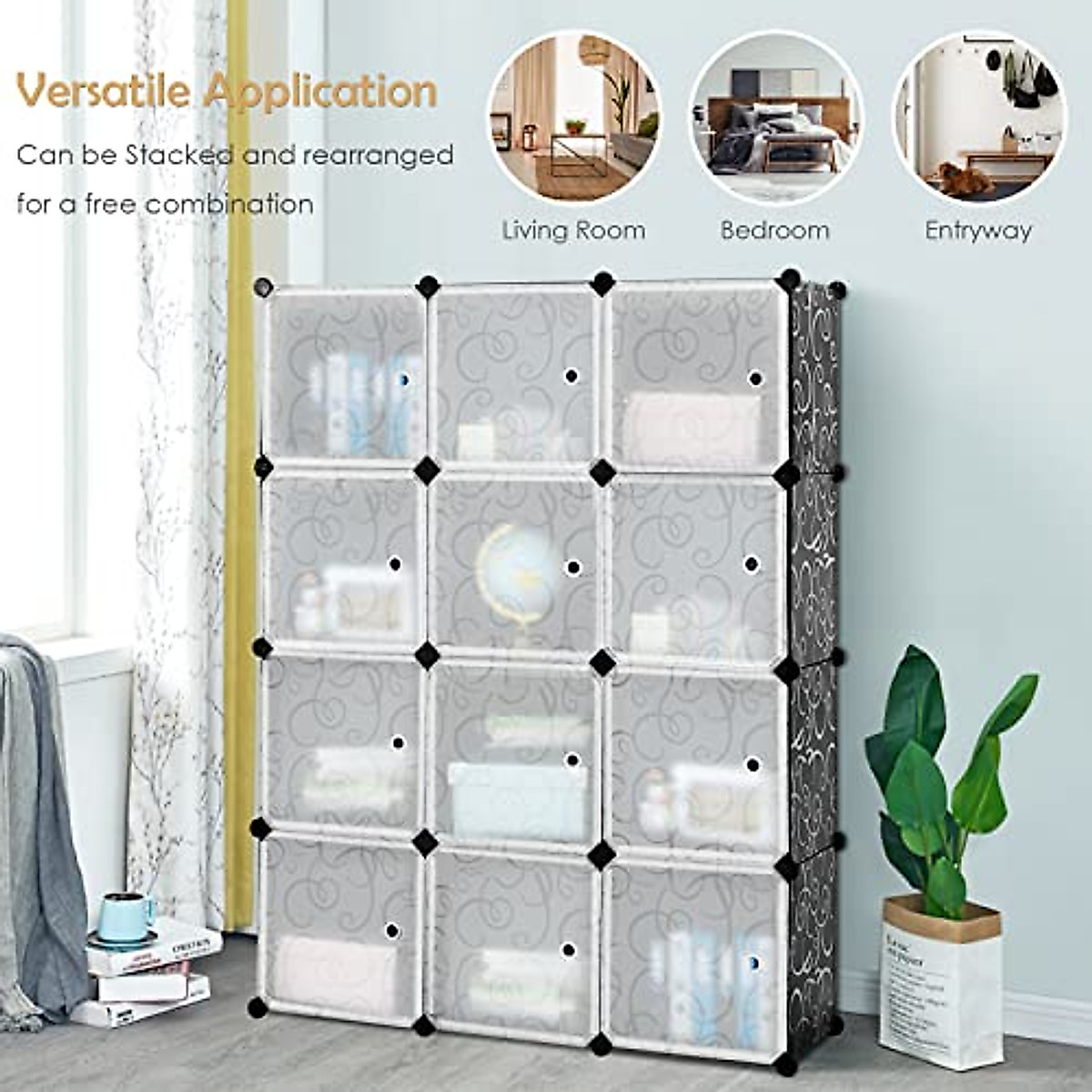 HAPPYGRILL Portable Closet Wardrobe Clothes Cabinet Bedroom Armoire DIY Storage Organizer Cubes for Bedroom Travel