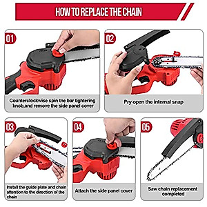 Mini Chainsaw 8 Inch, Cordless Mini Chainsaw Battery Powered with 24V 3.0Ah Batteries and 3 Chains, Brushless Motor, with Automatic Chain Lubrication
