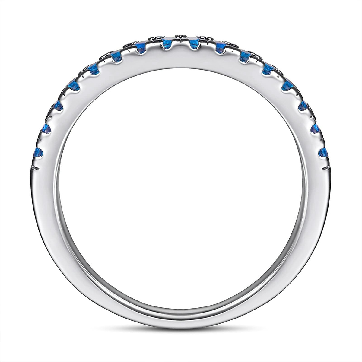 Mesnt 925 Sterling Silver Rings Engagement Ring Wedding Band Rings for Women Stackable Channel Set Cubic Zirconia Women Ring Jewelry Silver-Blue Size 6