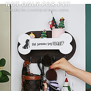 JupDec Dog Leash Holder Key Hooks for Wall 13 In with Shelf, Bandana Display Hangers Rack Farmhouse Rustic Bone Shape Decor, Ideal Gift Lover Mom Dad, Brown, 13“L x 7”W 4“H, HK001AB