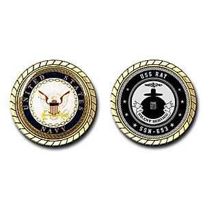 USS Ray SSN-653 US Navy Submarine Challenge Coin - Officially Licensed