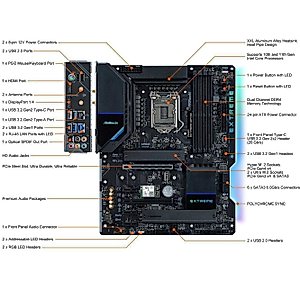 ASROCK Z590 Extreme WiFi 6E Socket LGA1200/ Intel Z590/ DDR4/ SATA3&USB3.2/ M.2/ WiFi&Bluetooth/ATX Motherboard