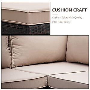 Outdoor Patio Furniture Set 7 Pieces Sectional Rattan Sofa Set Manual Wicker Patio Conversation Set111