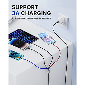 Multi Charging Cable, 2Pack 3.5A Fast Multi Charger Cable 4 in 1 Multiple Nylon Braided USB Cable Universal Charging Cord for Type C Micro USB Port for Cell Phones/IP/Samsung/Ps/LG/Tablets and More