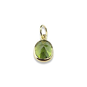 Green Tourmaline Charm 7x5 Oval Handmade in 14k Yellow Gold 0.85 Carats