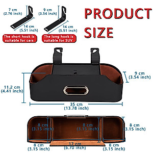 JSCARLIFE Car Headrest Backseat Organizer with Cup Holder，Backseat Storage Box Cup Drink Holders, Tissue Box & Phone Mount Bottle Cellphones Coffee Coasters Wallet Cards (Black)