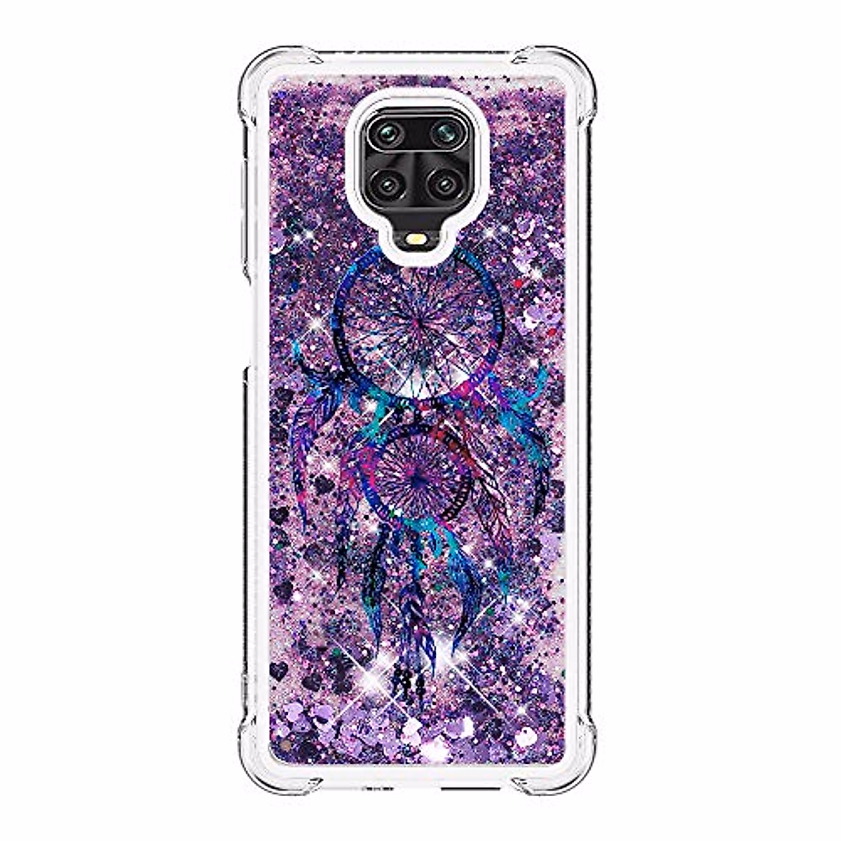 COTDINFORCA Compatible with Redmi Note 9S Case Glitter Cute for Girls Women Liquid Floating Quicksand Shockproof Protective Silicone Case for Xiaomi Redmi Note 9S / Redmi Note 9 Pro Dreamcatcher YB