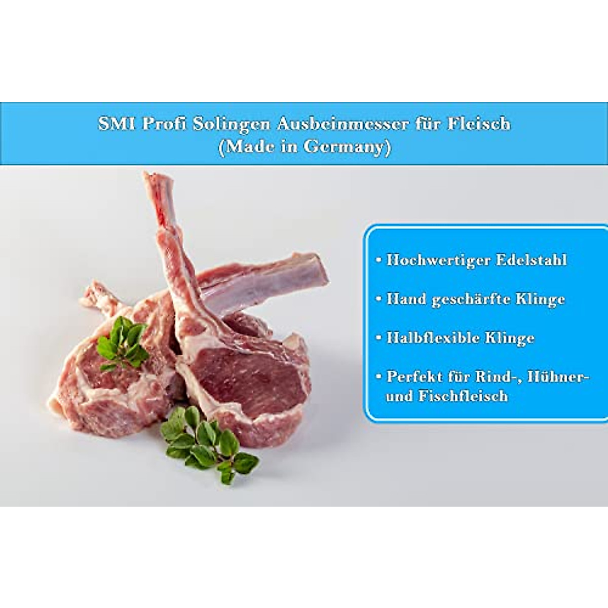 SMI - Solingen Boning Knife Curved 5 inch Meat Knife Professional Flexible Sharp Kitchen Knife Solingen Knife - Made in Germany