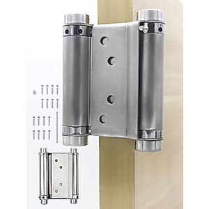 Kitchen Doors Cabinet Hinges,Cupboard Door Clip-on,Durable 4pcs 3Inch Double Action Hinges Swing Spring Hinge Stainless Steel Gate Spring Hinge Door Furniture Cabinet Drawer Hardware Tool for Doors