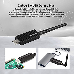 Wireless USB Dongle,Universal Zigbee Gateway Adapter with Antenna,for Home Assistant,Open HAB,etc,Zigbee 3.0 USB Dongle Plus