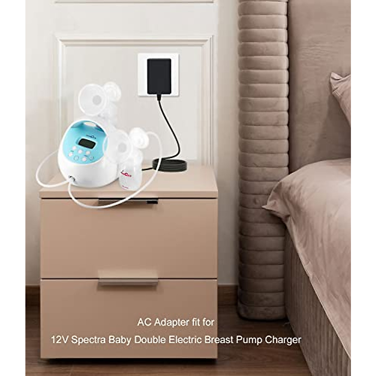 12V AC Adapter for Spectra Electric Breast Pump, Spectra S1, S2, SPS100, SPS200, 9 Plus, Baby Double Electric Breast Pump Replacement Power Cord Charger