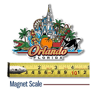 Orlando City Magnet by Classic Magnets, Collectible Souvenirs Made in The USA, 4.4" x 3.4"