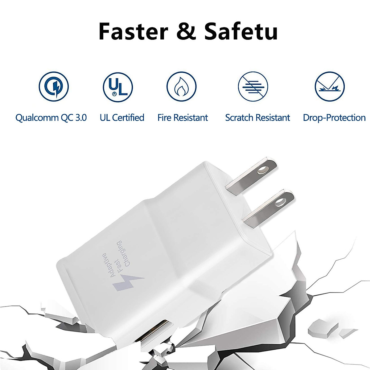 Adaptive Fast Charger Kit with USB Type C Cable【5 ft】 Fast Charging Wall Charger Block Compatible with Samsung Galaxy S21/S21 Ultra/S20/S20+/S10/S10e/S9/S8/S8Plus/Edge/Active/Note 8/9/10/20 (2 Pack)