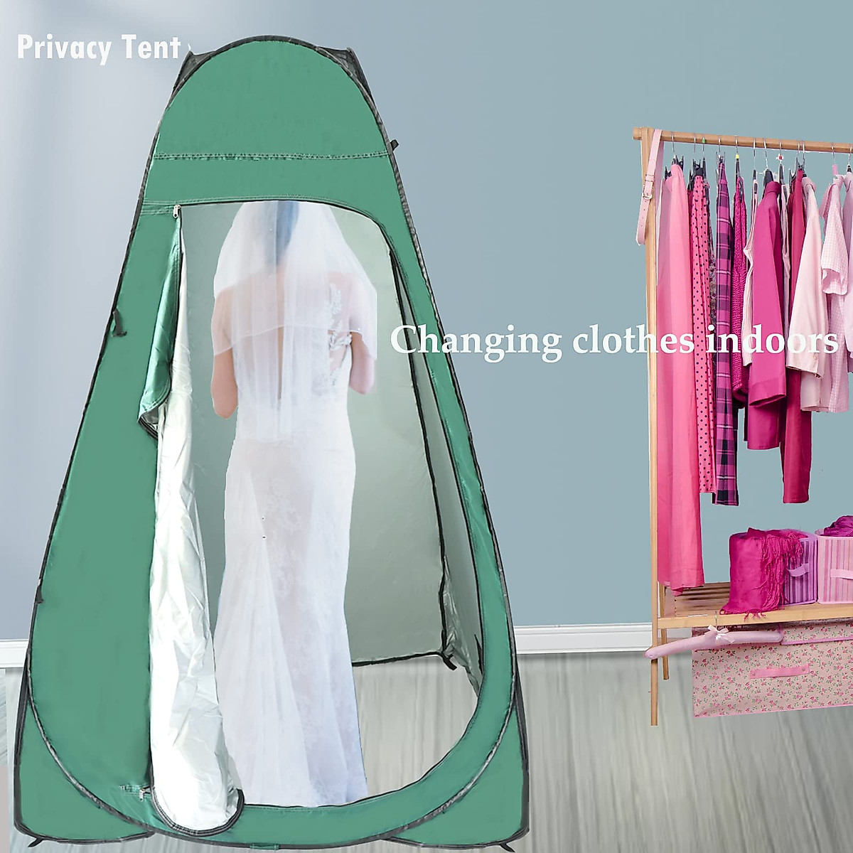 LazyWomen 76" X 47" X 47" Portable Shower for Camping Shower Tent, Pop Up Privacy Tent with Removable Rain Cove, Foldable Camping Toilets Changing Tent, for Hiking Beach Picnic Fishing