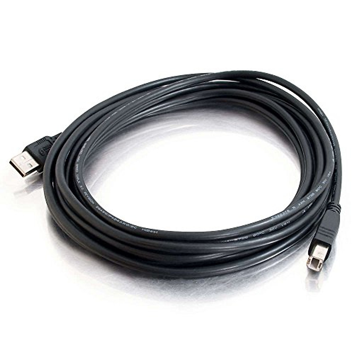 C2G USB Cable, USB 2.0 Cable, USB A to B Cable, 9.84 Feet (3 Meters), Black, Cables to Go 28103