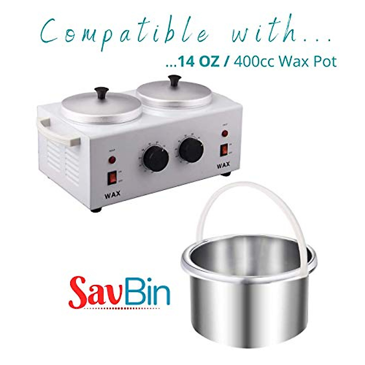 SAVBIN Professional Double Pot Wax Warmer 110V, 50-60Hz for Spa, Salon, and Personal Use