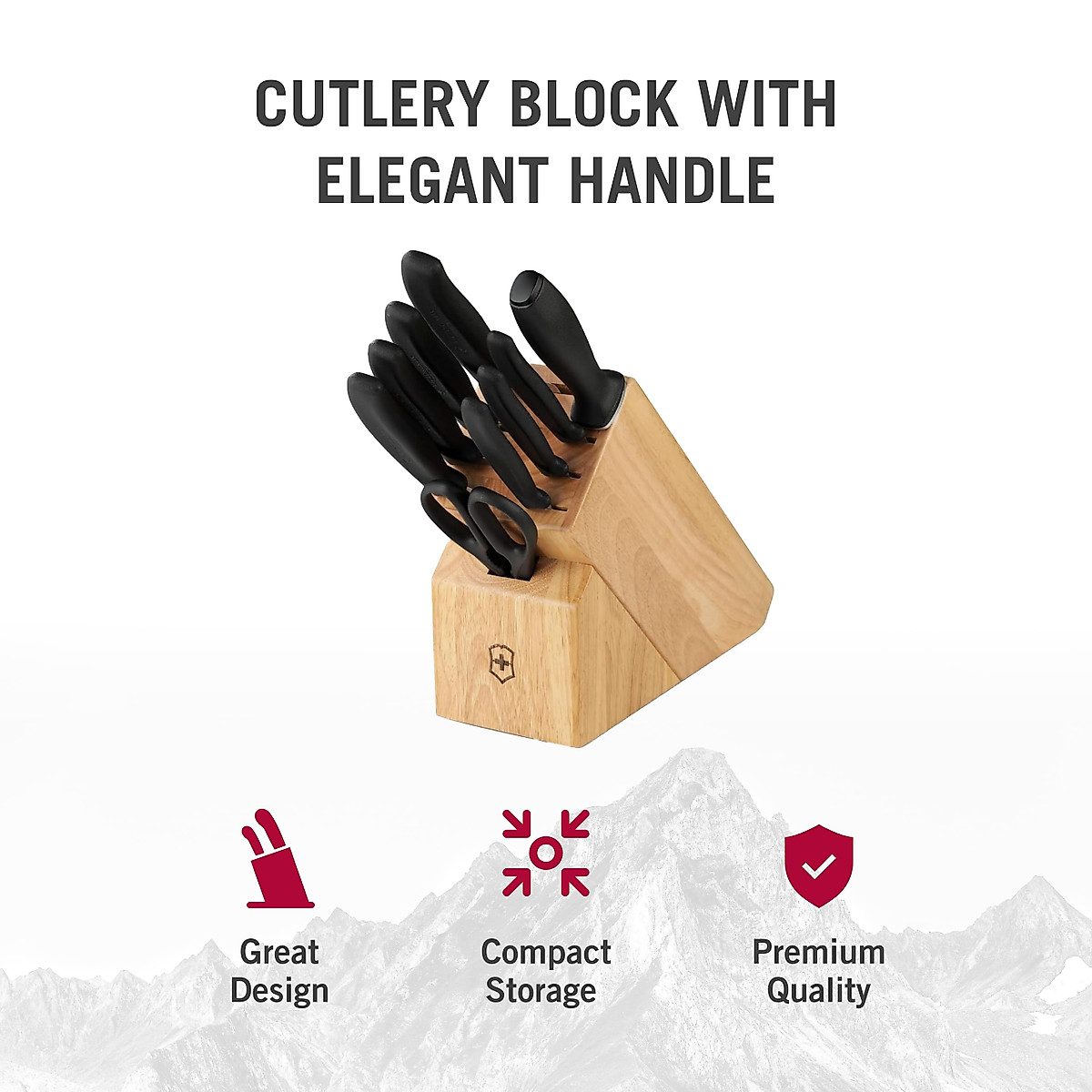 Victorinox Swiss Classic Knife Block - Kitchen Knife Set with Block for Home Essentials - Includes Chef's Knife, Santoku Knife & More - Black Handles, 15-Piece Set