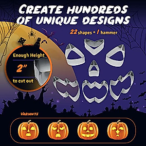 Pumpkin Carving Kit with Hammer - Halloween Decor - Pumpkin Carving Stencils - Pumpkin Carving Tools for Halloween Decoration, Safe & Easy for Kids - 24 Pieces