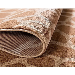 Unique Loom Wildlife Collection Animal Inspired with Giraffe Print Design Area Rug, 3 ft 3 in x 5 ft 3 in, Yellow/Light Brown