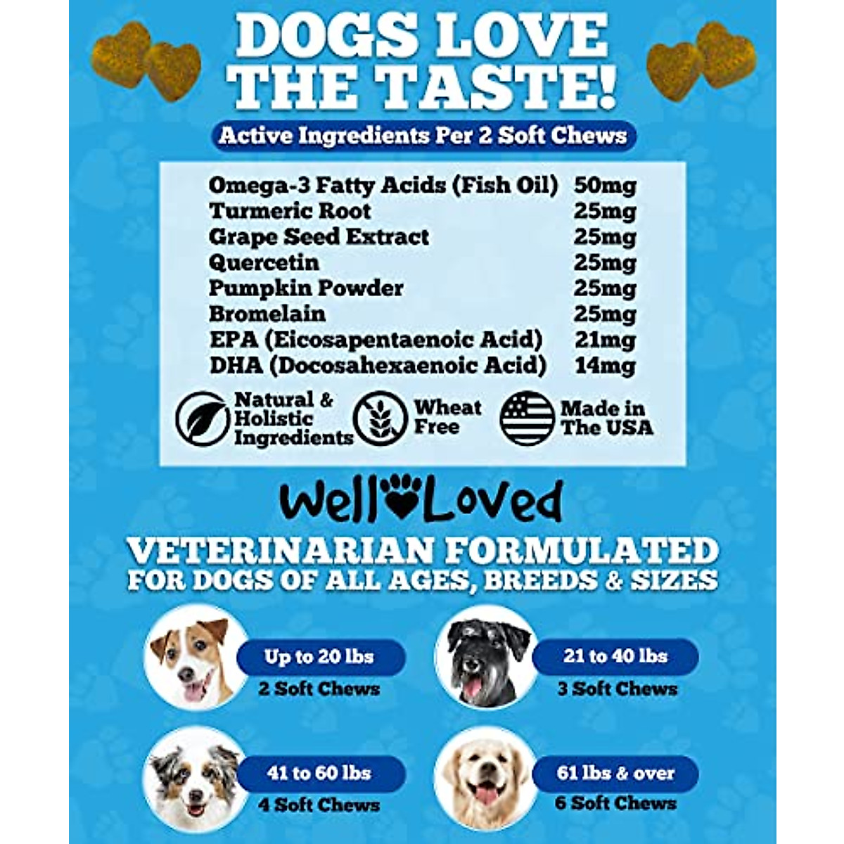 Well Loved Dog Allergy Chews - Dog Allergy Relief, Made in USA, Vet Developed, Hot Spot Treatment for Dogs, Dog Itch Relief, Anti Itch for Dogs, Dog Vitamins, Dog Skin Allergies Treatment, 120 Count