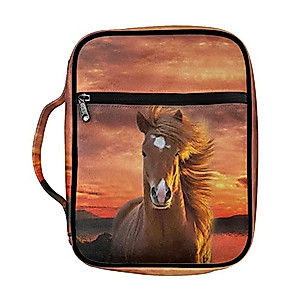 WELLFLYHOM Wild Horse Bible Cover for Women Large Size Bible Book Cover with Handle Bible Carrying Case Portable Bible Study Holder Church Bags Christian Gifts for Girls Kids