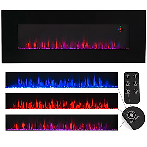 XtremepowerUS 50 inch 1500W Electric Insert Fireplace Recessed w/Remote Control Wall Mounted Recessed Multicolor Flame Space Heater Wall Firebox