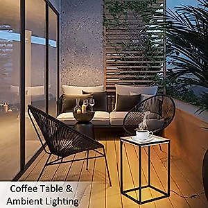 Huaguang LED End Table with Lamp, Bedside Nightstand Coffee Table Decorative Floor Corner Lamp Shelf, Black Geometric Rectangle Metal Desk Lamp Simple Design for Living Bedroom Home Office Study Room