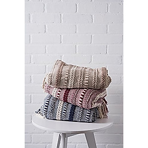 DII Braided Striped Throw, 50x60, Navy