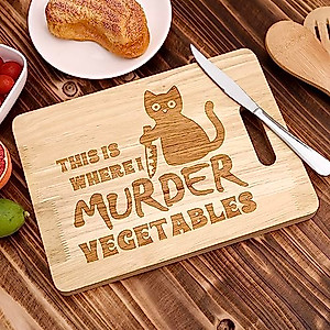 Zingoetrie Funny Black Cat Cutting Board This Is Where I Murder Vegetable Wooden Food Serving Tray Dethawing Engraved Vegan Knife Kitchen Wedding Gift Kitten Lover Dietitian Women Halloween Home Decor