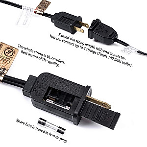 SUNSGNE 25Ft Outdoor String Lights with 27 Edison Bulbs (2 Spare), Waterproof Connectable ST35 String Light for Backyard Porch Balcony Party Decoration, E12 Socket Base, Black Wire