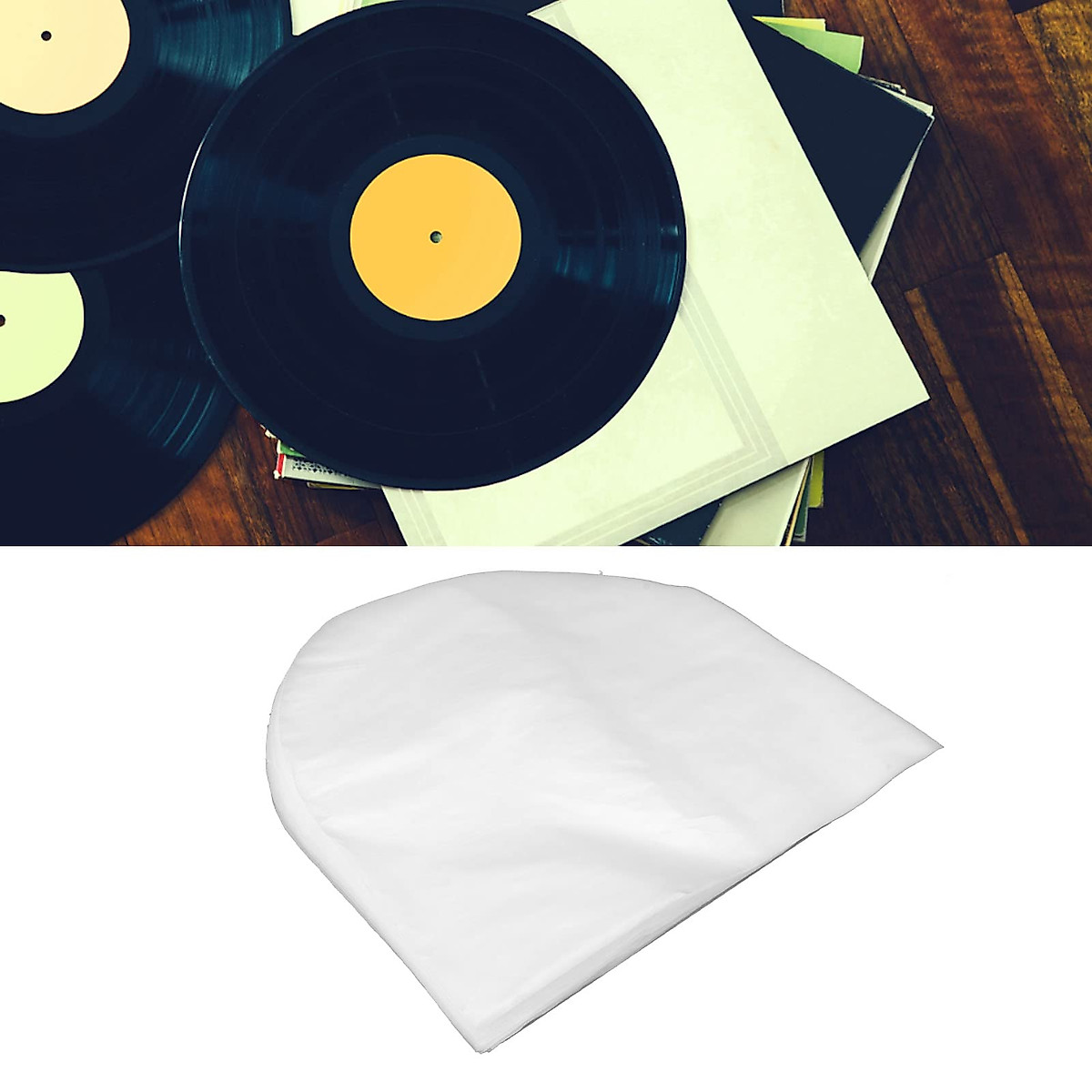 50pcs Record Cover, PE Clear Protective Inner Sheet for 12in LP LD, Anti Static Round Bottom Record Sleeves Protective Bag