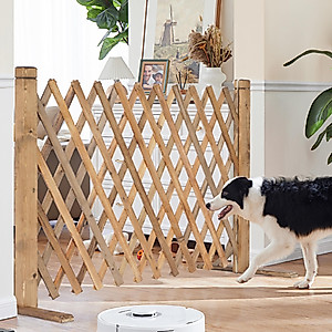 MYOYAY 2PCS Extendable Instant Fence Expandable Freestanding Wood Garden Trellis Fence Retractable Wooden Fence Gate Plant Screen for Home Yard Garden