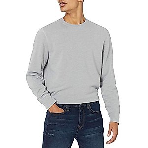 Amazon Essentials Men's Long-Sleeve Lightweight Fleece French Terry Crewneck Sweatshirt, Light Grey Heather, Medium