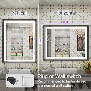 JSneijder LED Bathroom Mirror(2 Pack), 28x36 Inch Frame Mirror + 28x36 Inch Frameless Mirror