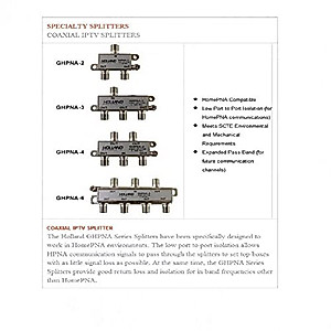 HOLLAND ELECTRONICS 3-Way Balanced Splitter MOCA Compliant 5-1675MHz