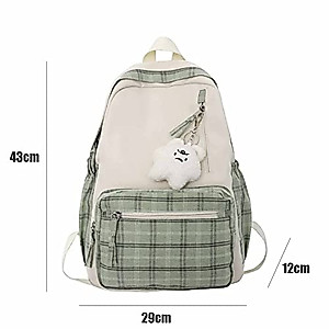 Sage Green Backpack for School Sage Green Backpack for Teen Girls Kawaii Backpack Large-capacity Casual Rucksack (Grey/A)