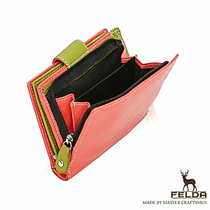 Felda RFID Genuine Leather Ladies Soft Wallet Purse Womens Multi Colour 10 Card Slot (Cray Multi)