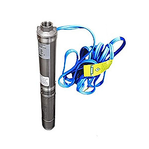 Hallmark Industries MA0343X-4 Deep Well Submersible Pump, 1/2 hp, 110V, 60 Hz, 25 GPM, 150' Head, Stainless Steel, 4"