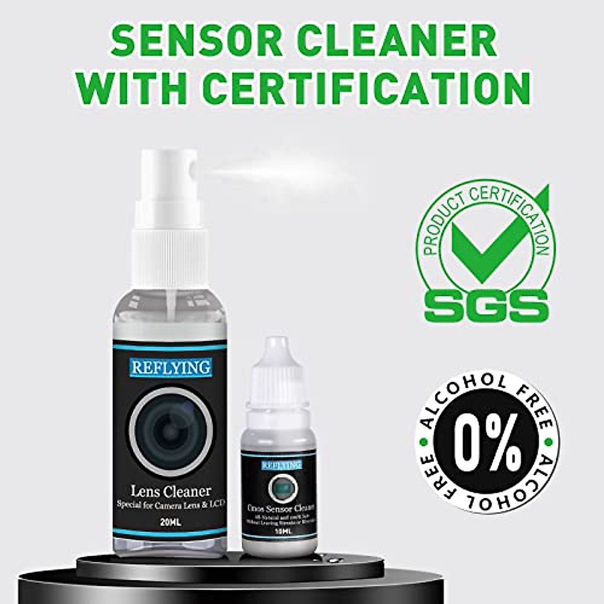 REFLYING Camera Cleaning Kit, Lens Cleaning Kit with Camera Lens Cleaner 20ml,Sensor Cleaner 10ml,Lens Cleaning Pen,16mm Sensor Cleaning Swabs for APS-C DSLR,Cleaning Cloth