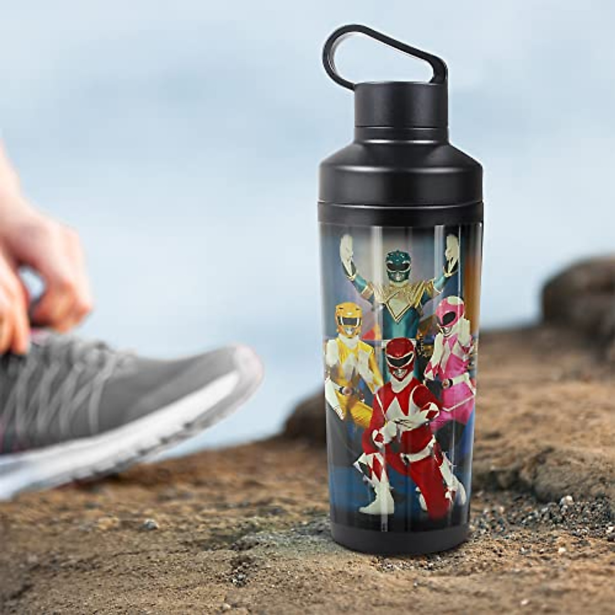 Power Rangers OFFICIAL Stance 18 oz Insulated Water Bottle, Leak Resistant, Vacuum Insulated Stainless Steel with 2-in-1 Loop Cap