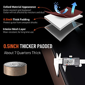 CAHAYA Guitar Bag 40 41 42 In 6 Pockets Guitar Case Water Resistent Oxford Cloth 0.5 In Extra Thick Sponge Padded for Acoustic Classical Guitar with Anti-theft Pocket CY0150