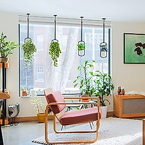 Autrucker Hanging Planters for Indoor Plants, Metal Wall and Ceiling Plant Hanger with Flower Pot for Home Decor, Set of 2, Black