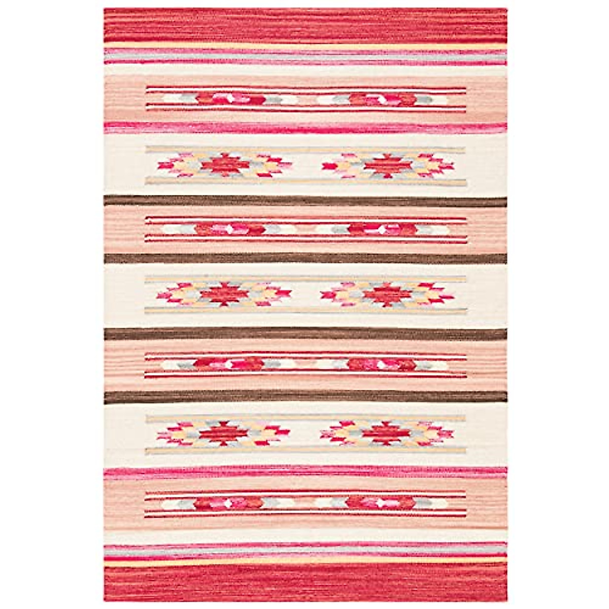 SAFAVIEH Cotton Kilim Collection 4' x 6' Red / Ivory KLC301Q Handmade Southwestern Boho Tribal Cotton Area Rug