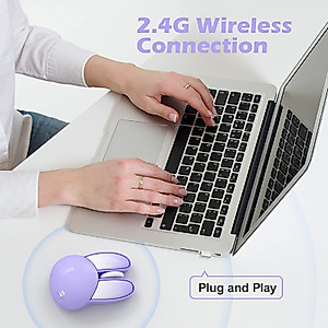 KNOWSQT Bunny Wireless Mouse Purple, 2.4G Silent Rabbit Mice with USB Receiver - for Windows Laptop PC Computer Desktop Gaming