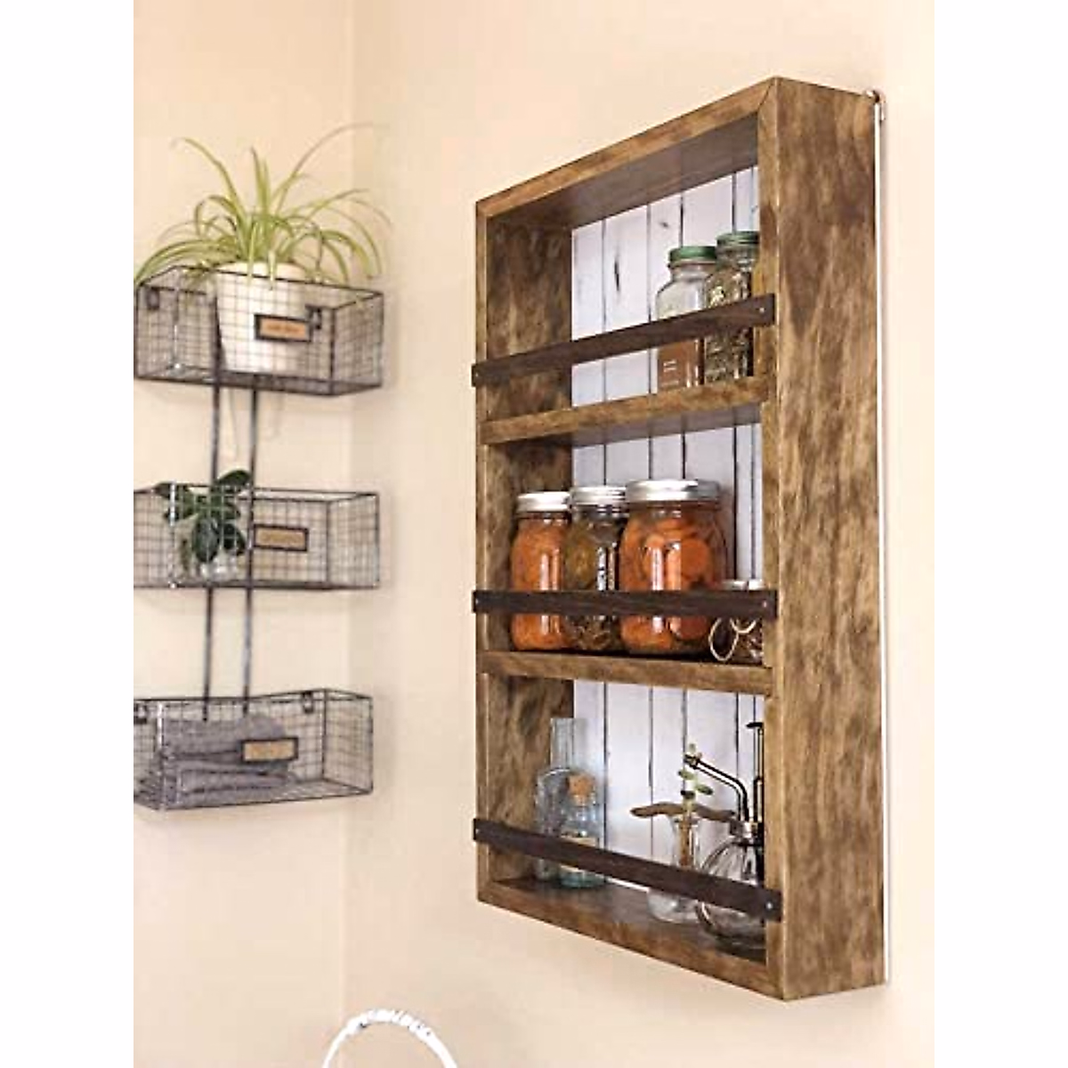 Mansfield Cabinet No. 103 - Solid Wood Spice Rack Cabinet Willow Grey/Castle Grey