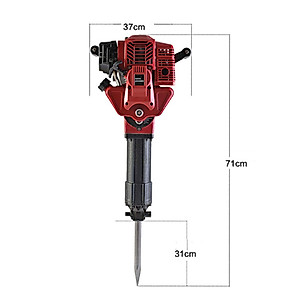 1700W Heavy Duty Demolition Jack Hammer with Pointed Chisel&Flat Chisel, 2-Stroke Gas Powered Demolition Jack Hammer Concrete Breaker 52CC Demolition Hammer Chisel 1.2L Concrete Breaker Hammer