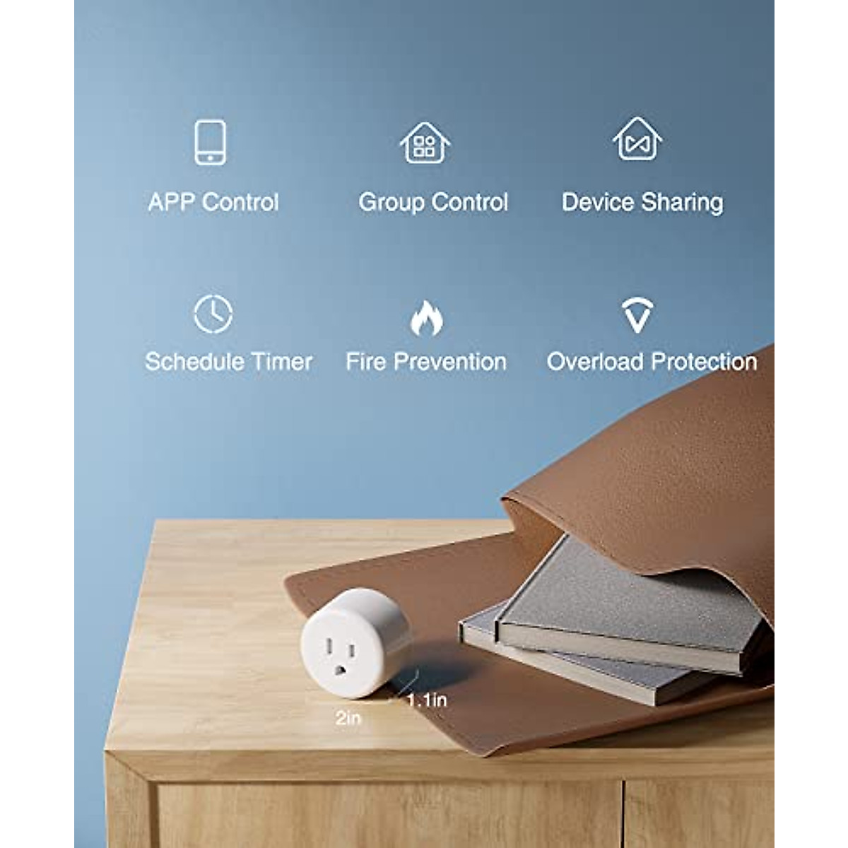Mini Smart Plug, WISEBOT WiFi Plug Surge Protector Works with Alexa and Google Home, Plug-in Outlet Socket APP Control, Timer Function, ETL FCC Listed, No Hub Required, 2.4GHz WiFi Only, 10A/1200W