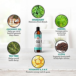 GuruNanda Coconut Oil Pulling with 7 Natural Essential Oils and Vitamin D, E, K2, Alcohol Free Mouthwash (Mickey D), Helps with Fresh Breath, Teeth Whitening, Gum Health (8 Fl. Oz x 3)