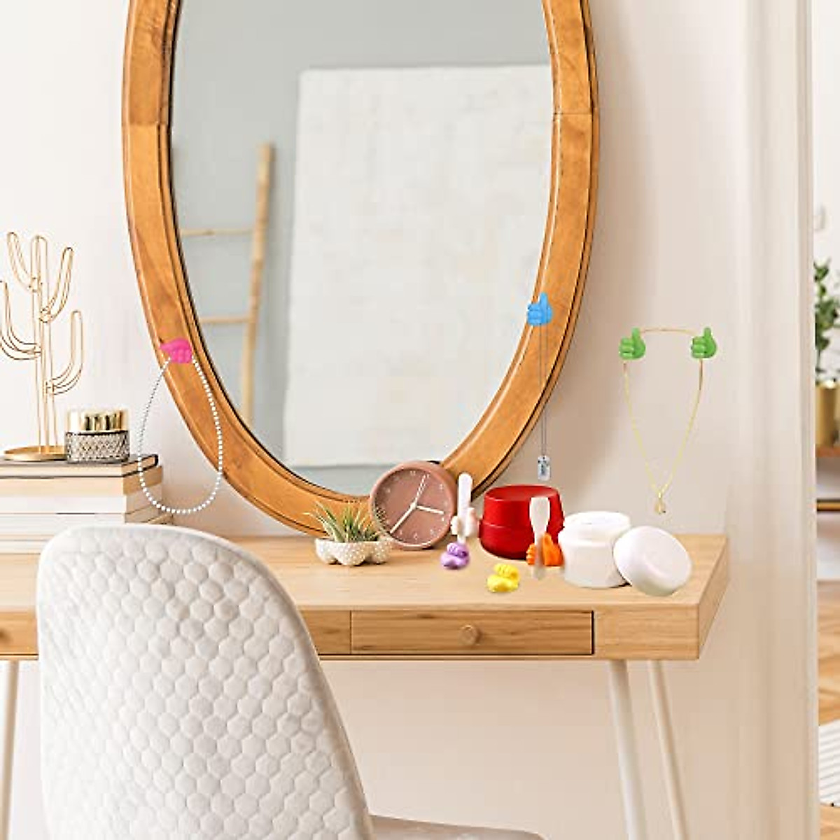 Silicone Thumb Wall Hook,16pcs Creative Self Adhesive Thumbs Up Shap Clips,Cord Holder Thimb Hooks, Multi-Function Data Wire Cable Clips for Home Office Desk Organize Key Hangers Car Storage